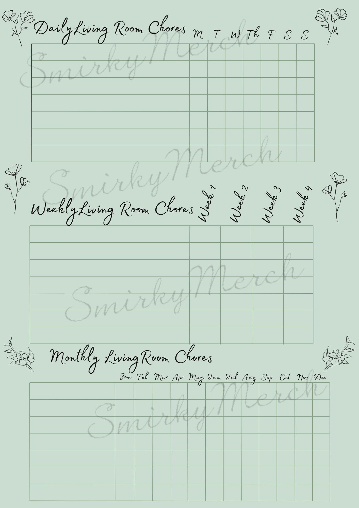DIGITAL DOWNLOAD of Planner Bundle of 5 Fillable Charts. Available to ...