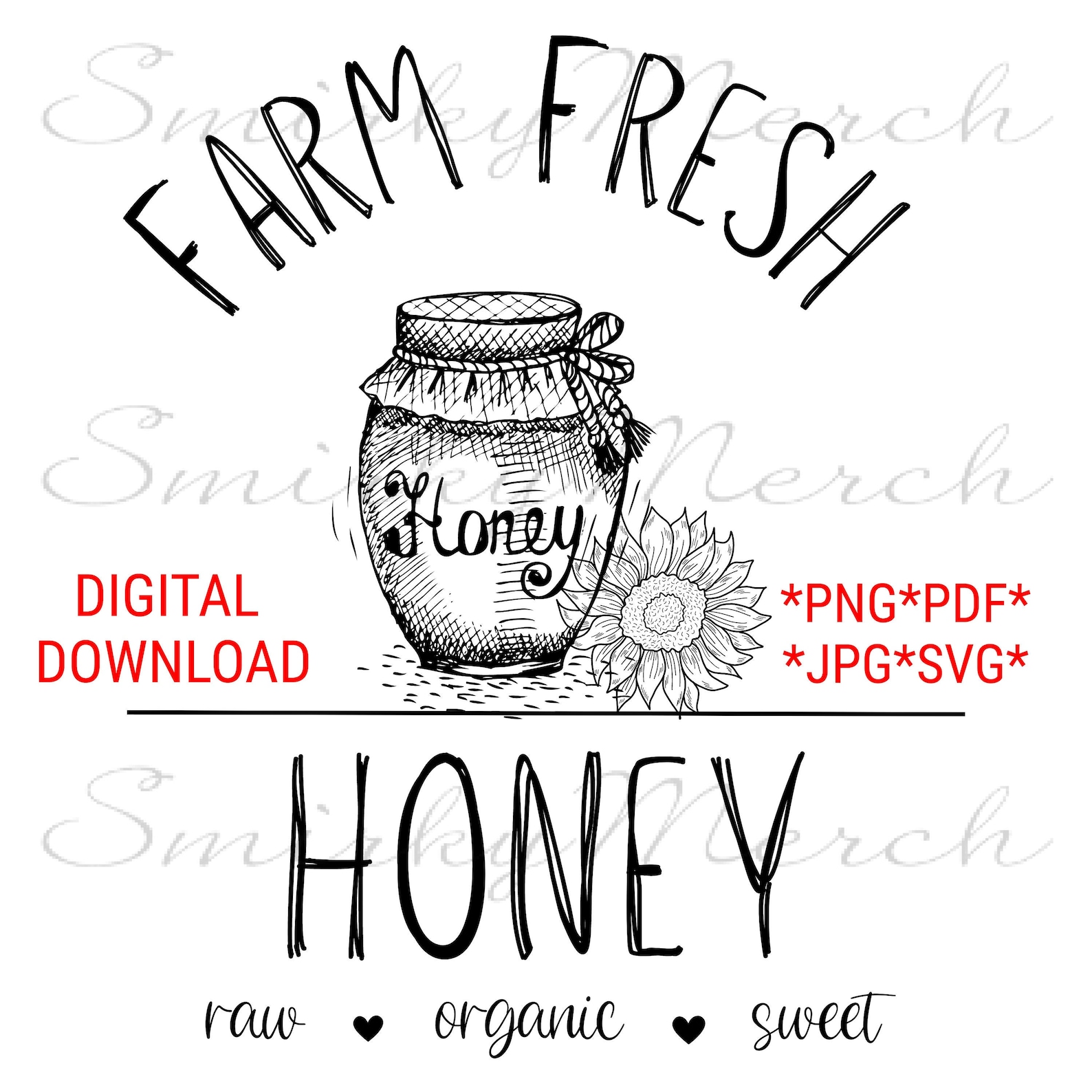 Farm Fresh Honey Digital Download| Black and White| Honey Pot With ...