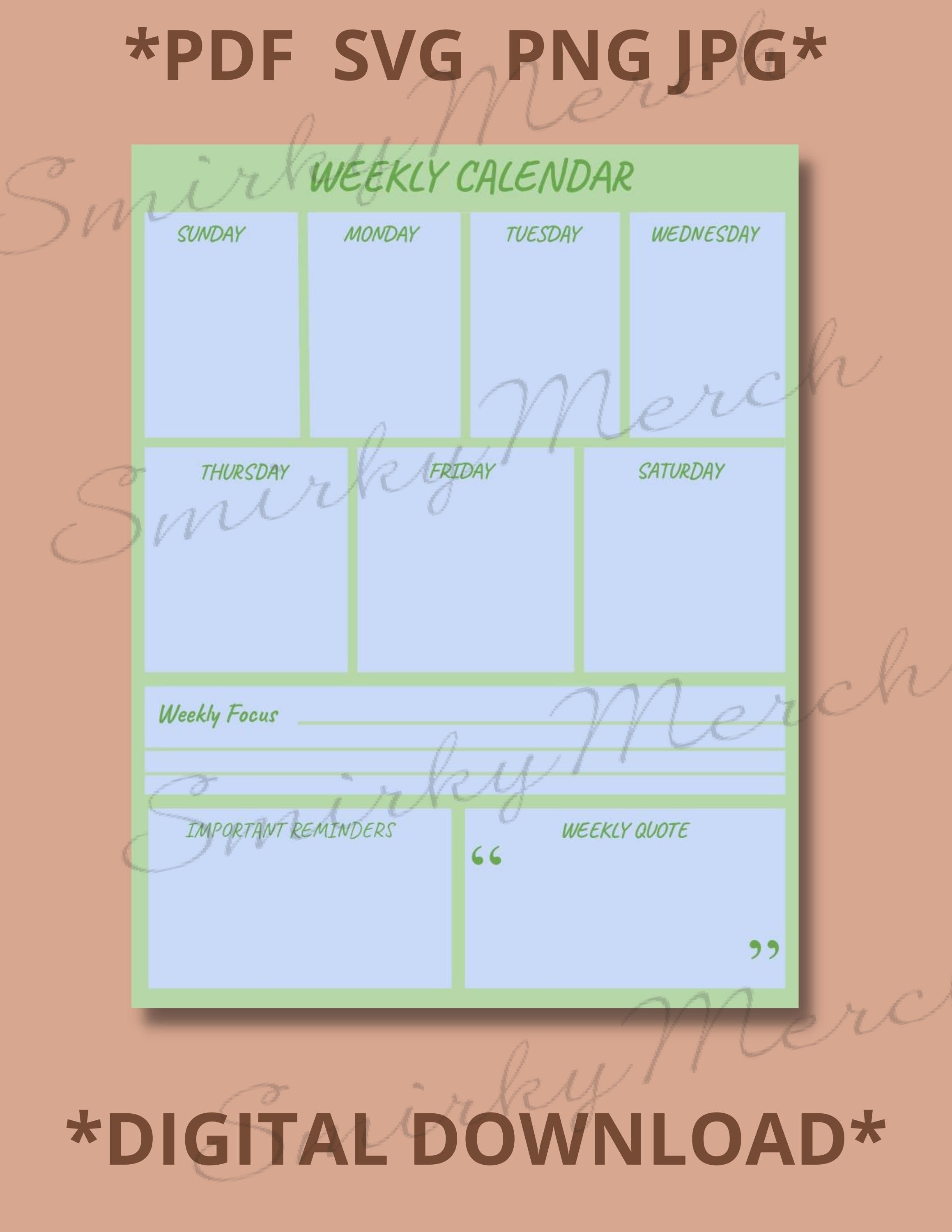 Weekly Planner DIGITAL DOWNLOAD| Printable Weekly Planner| Available to ...