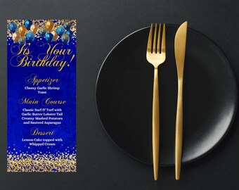 Blue and Gold Menu - Etsy