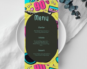 90s Menu Template - Etsy