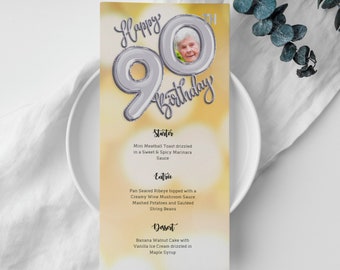 90th Birthday Menu - Etsy