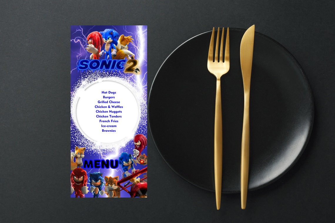 Sonic 2 Kids Menu Birthday Menu Modern Menu Dinner Menu - Etsy