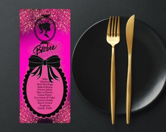 Barbie Menu Template - Etsy