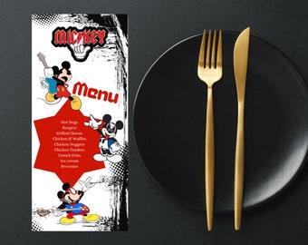 Mickey Mouse Menu - Etsy