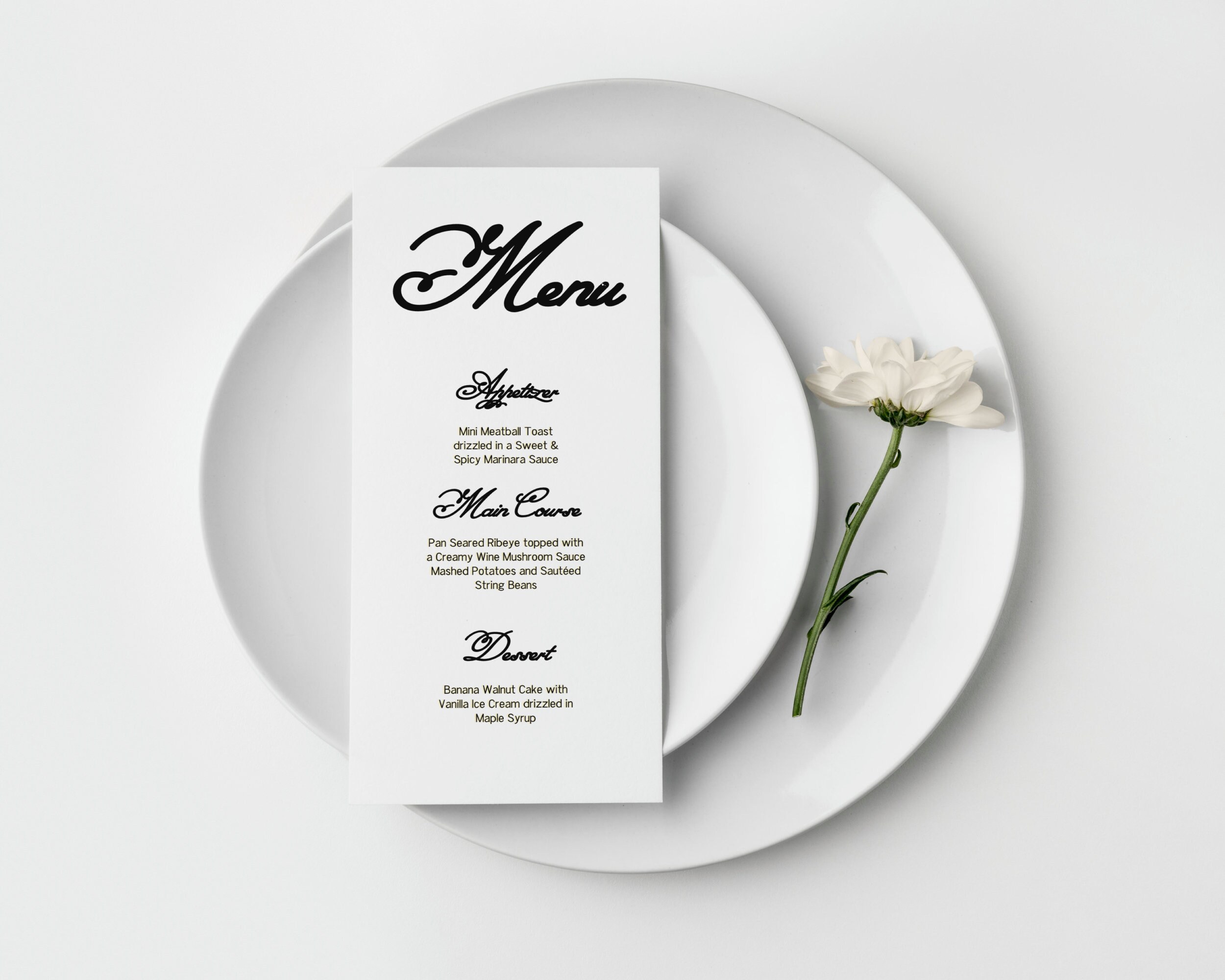 Digital Prints Party Menu Card Celebration Menu Dinner Menu Black and ...