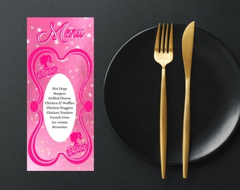 Barbie Menu Template - Etsy