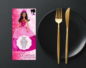 Barbie Menu Template - Etsy