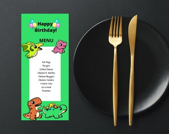 Dinosaur Themed Dinner Menu - Etsy