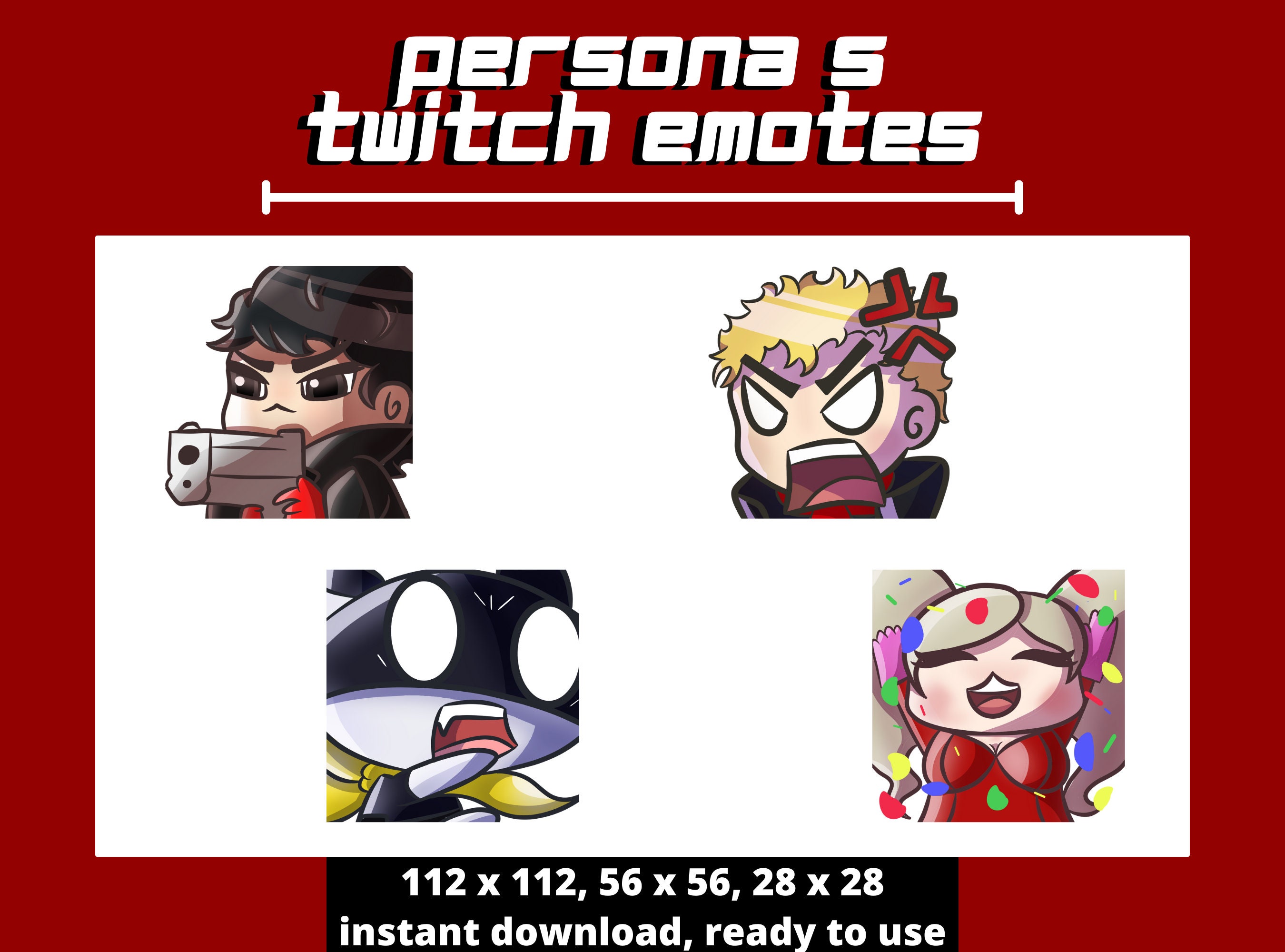 Persona 5 Twitch Emote Set of 4 Instant Download Ready to Use Twitch ...