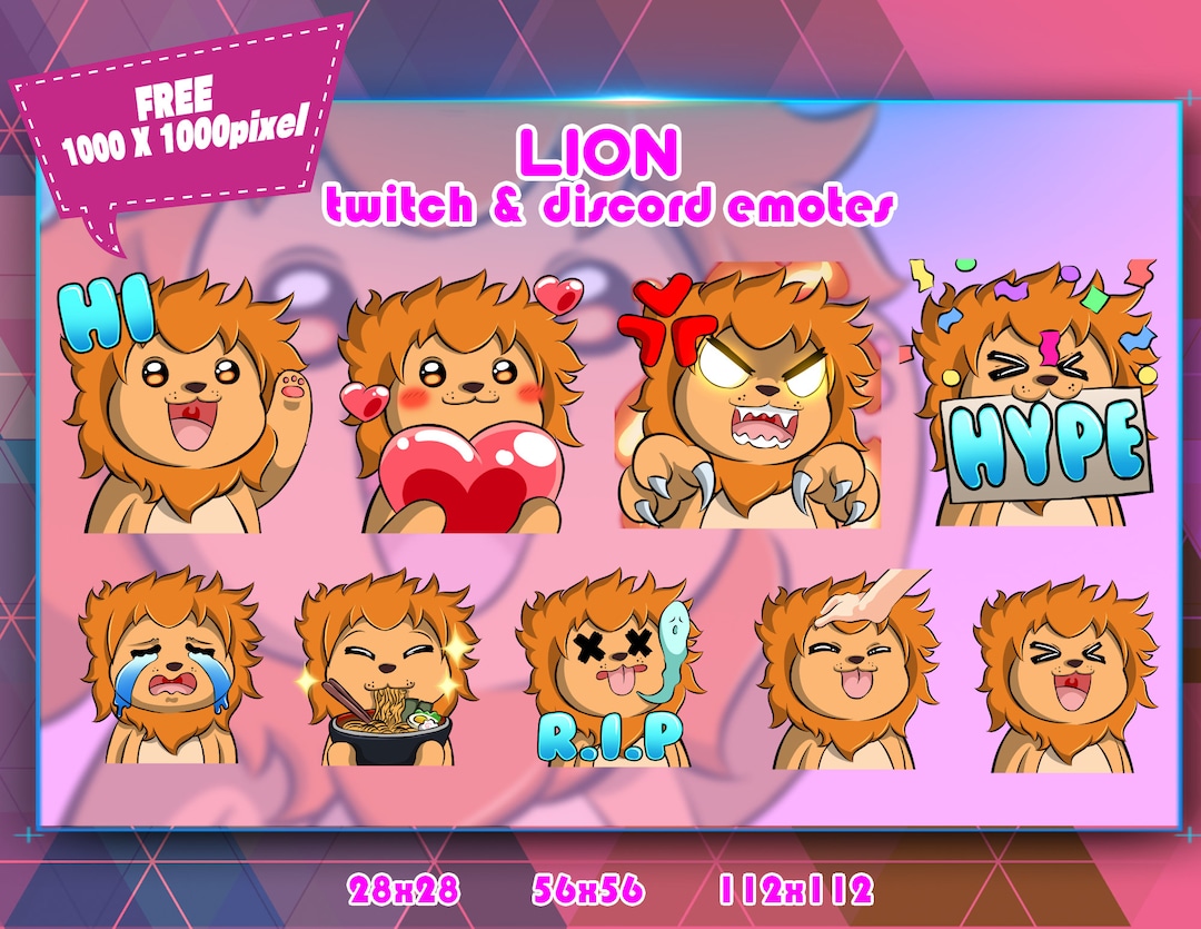 Lion Chibi, Twitch Emotes Pack, Discord Emotes Pack, Emotes for ...