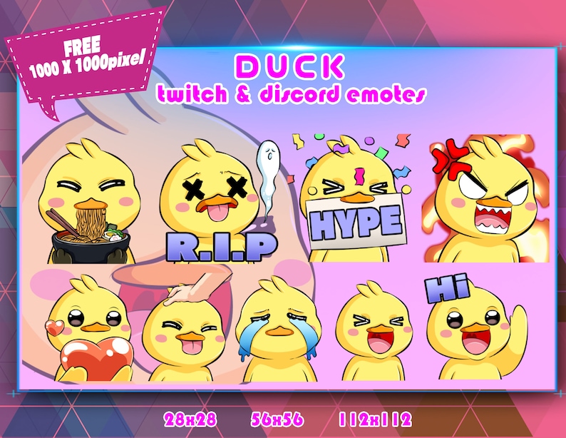 Duck Chibi Emotes Pack: Twitch & Discord Streamer Emotes (PNG Digital ...