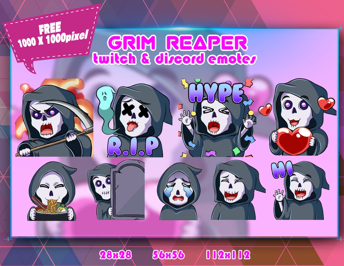 Grim Reaper Chibi Twitch Emotes Pack Discord Emotes Pack - Etsy Finland