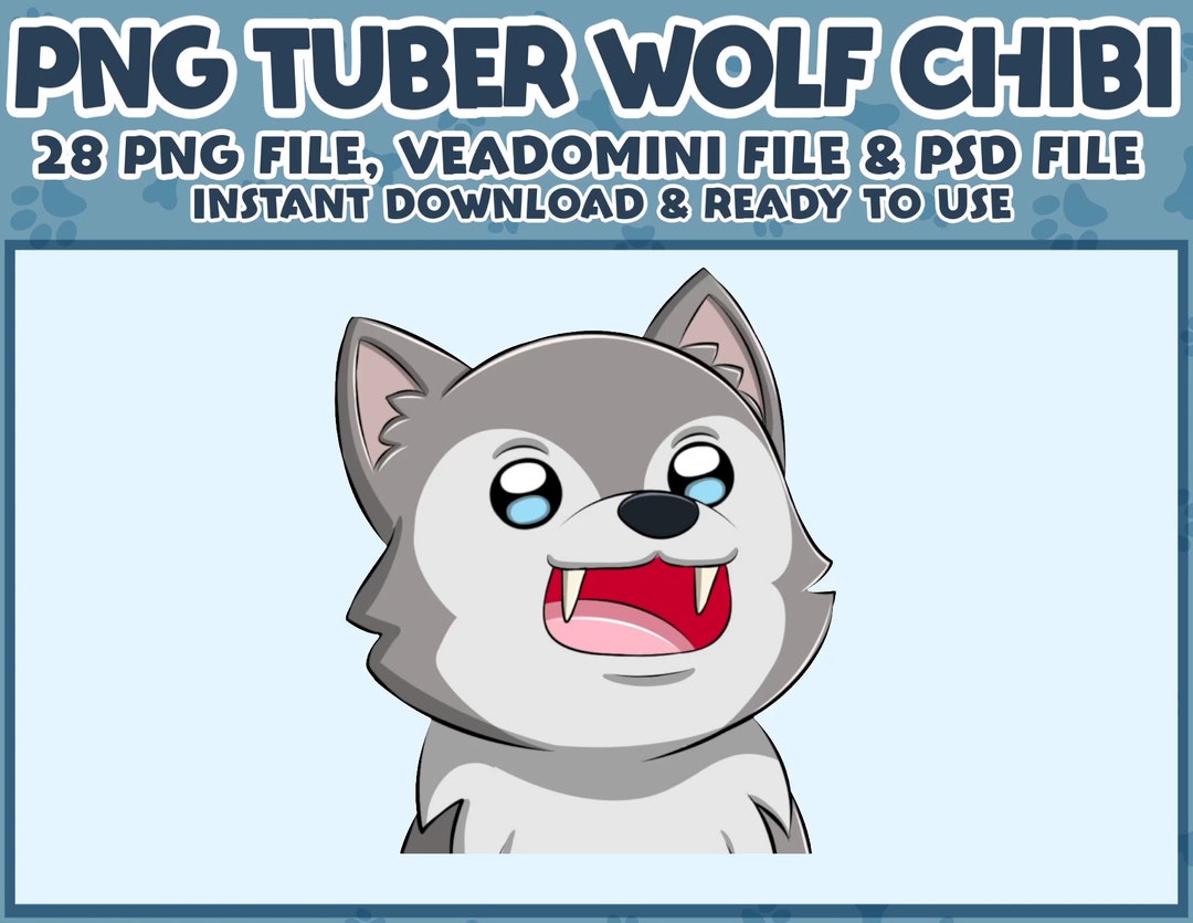 Animal Pngtuber Wolf Chibi , Pngtuber Streaming Avatar Ready to Use ...