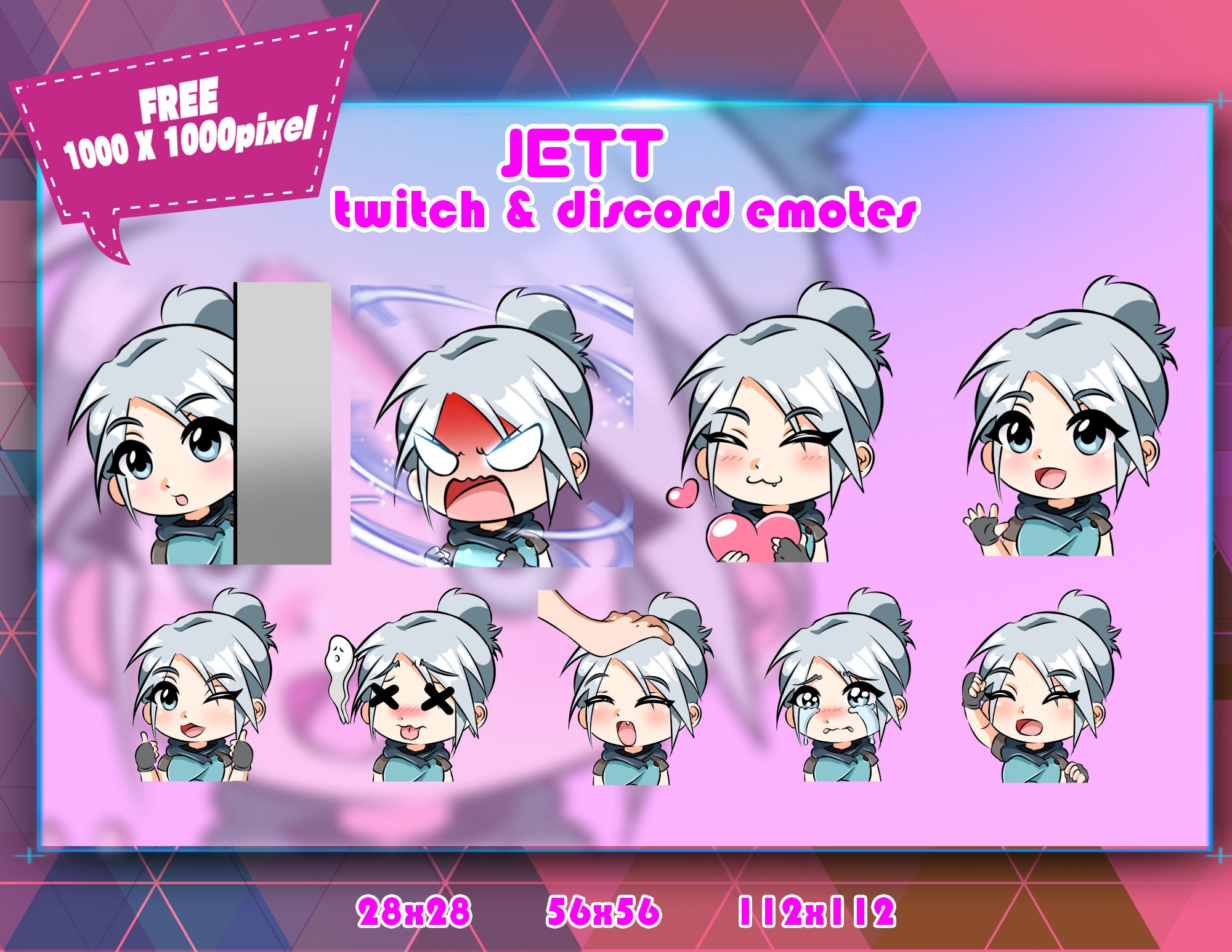Jett Valorant Chibi Twitch Emotes Pack Discord Emotes Pack - Etsy Norway