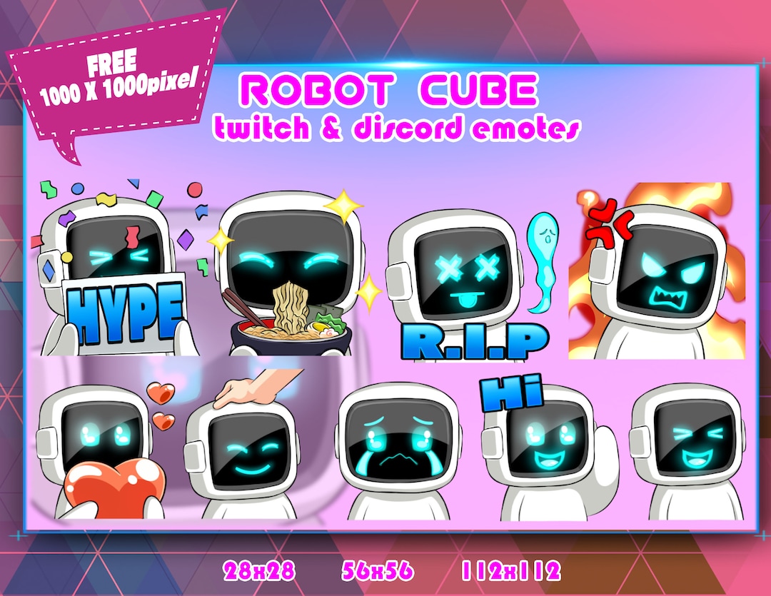 Cube Robot Chibi, Twitch Emotes Pack, Discord Emotes Pack, Emotes for ...