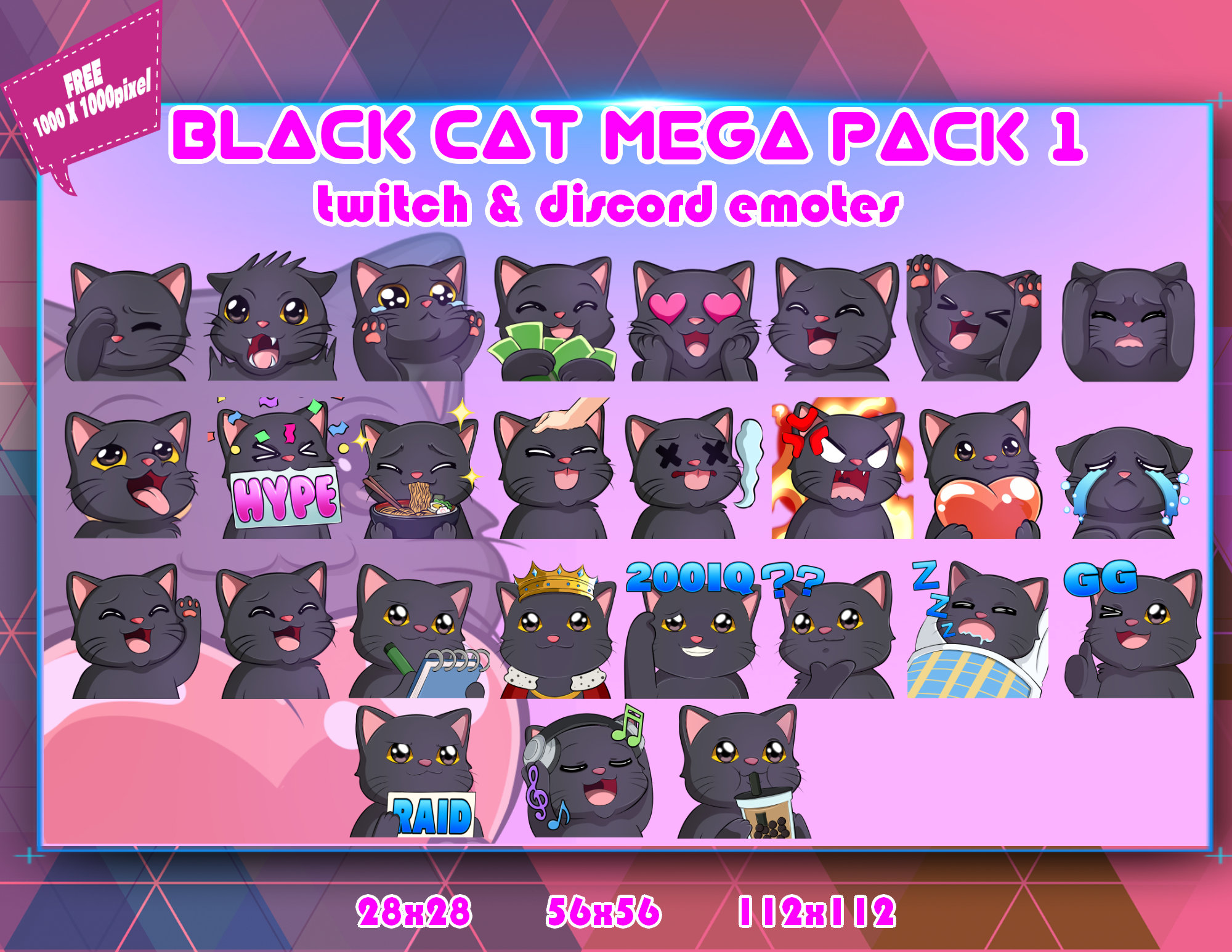 Mega Pack Black Cat Twitch Emotes Pack Discord Emotes Pack - Etsy Australia