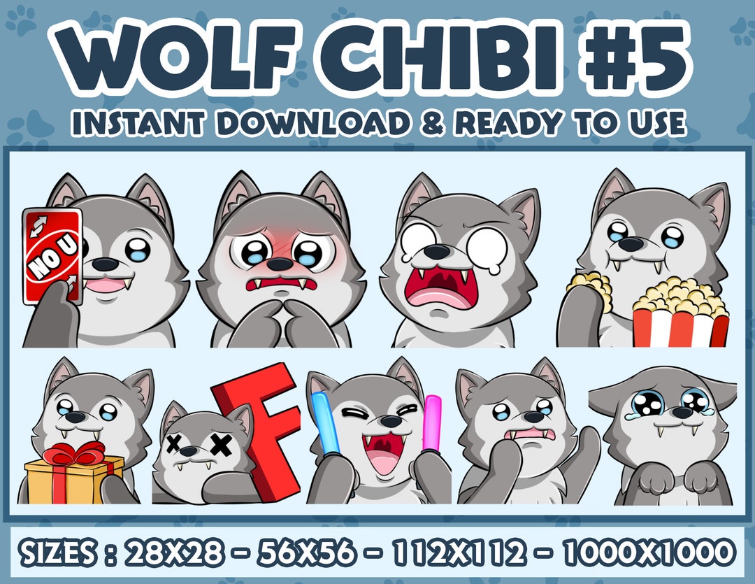 Wolf Chibi 5, Twitch Emotes Pack, Discord Emotes Pack, Emotes for ...