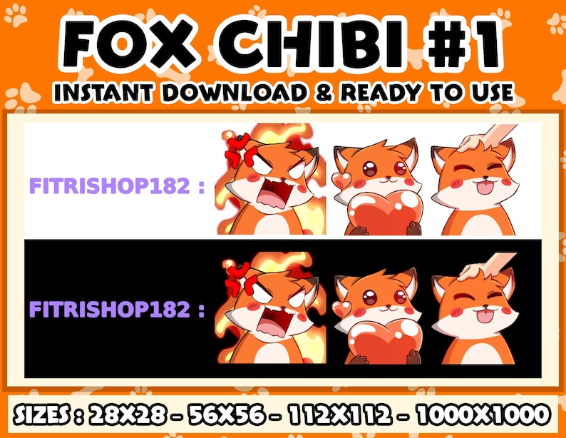 Fox Chibi Emotes Pack: Twitch, Discord, Streamer (digital Download) - Etsy