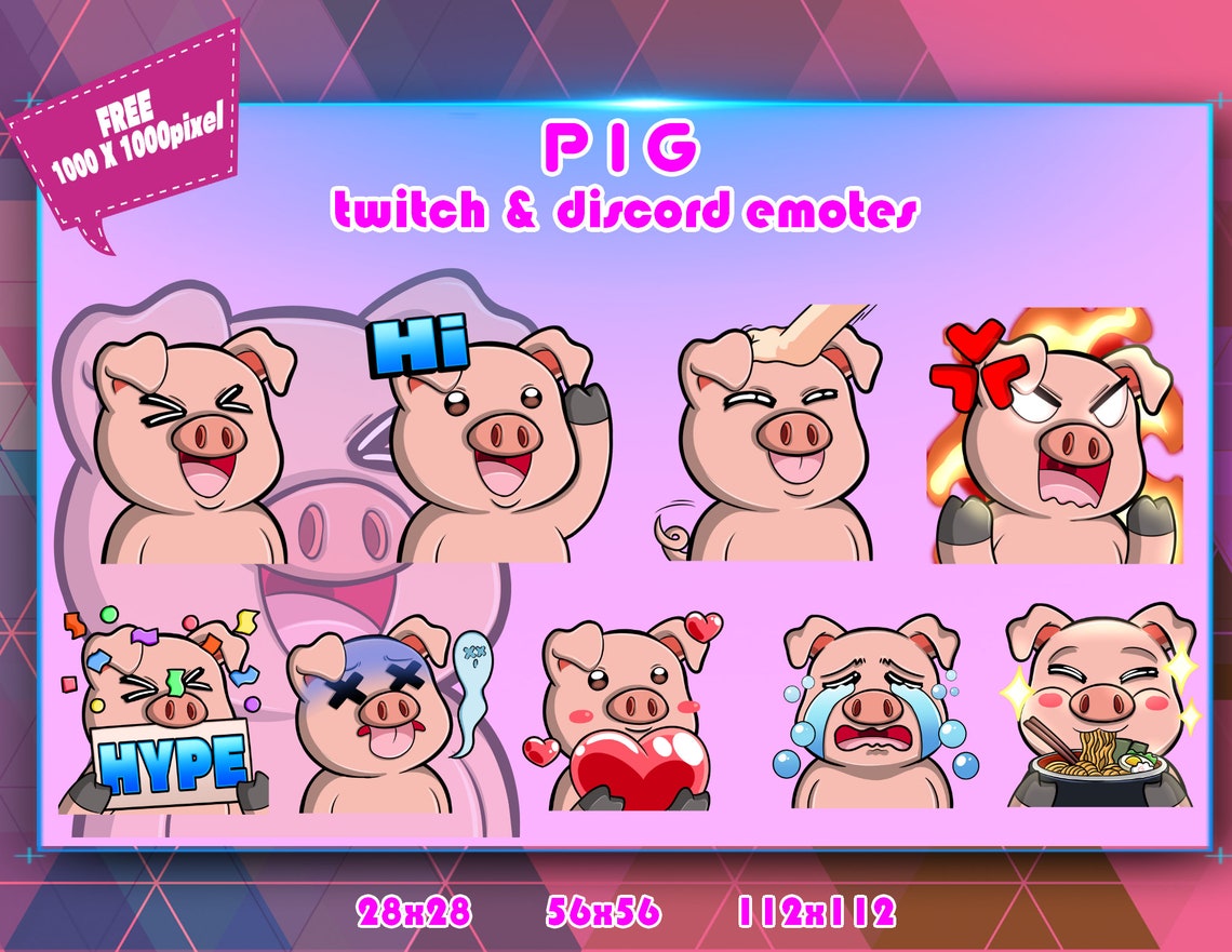 Pig Chibi Emotes Pack, Twitch/discord Streamer Emotes (PNG) - Etsy