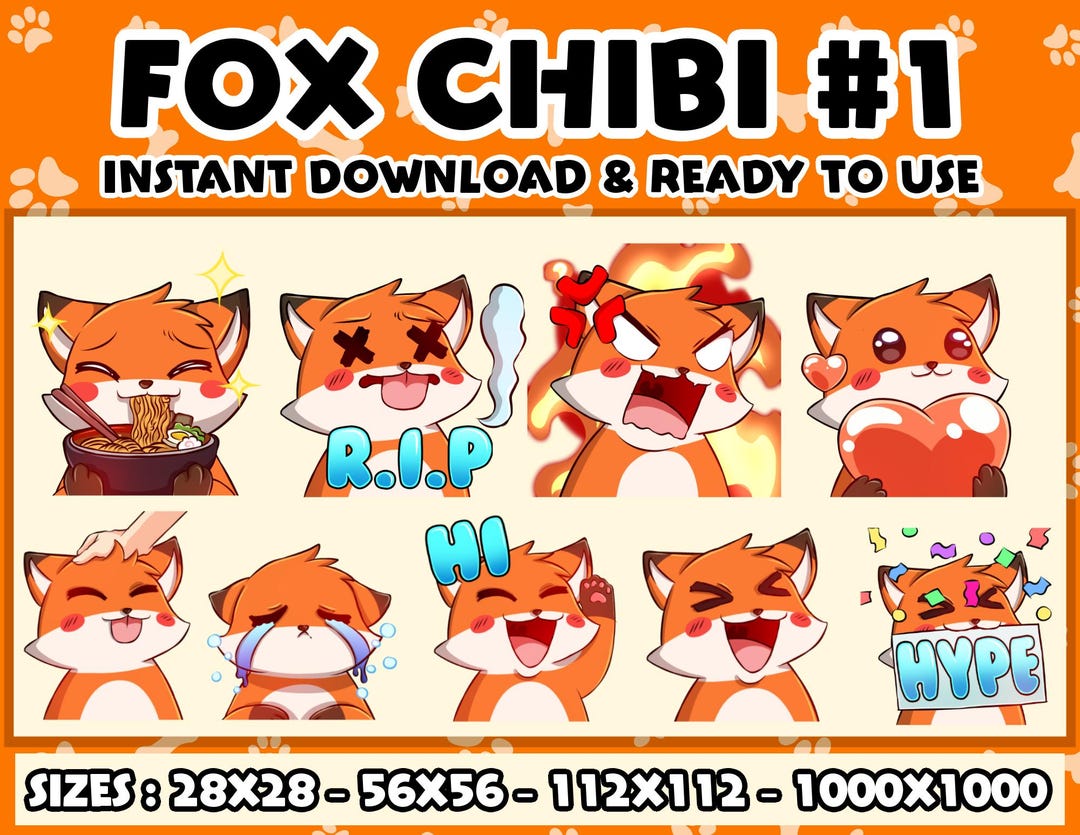 Fox Chibi Emotes Pack: Twitch, Discord, Streamer (digital Download) - Etsy
