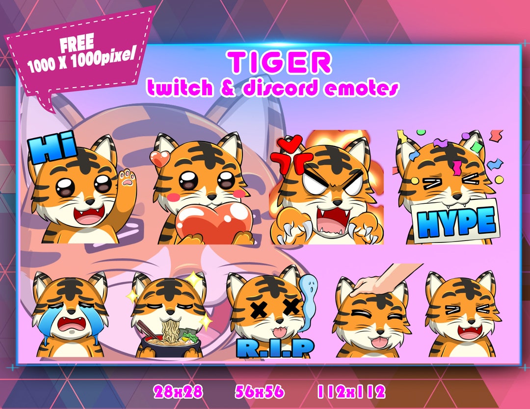 Tiger Chibi, Twitch Emotes Pack, Discord Emotes Pack, Emotes for ...