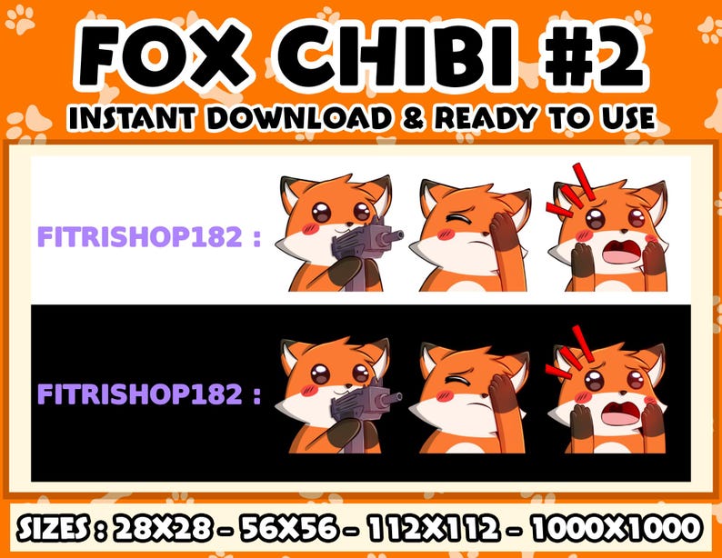 Fox Chibi Emotes Pack #2: Twitch/discord Streamer Emotes (digital ...