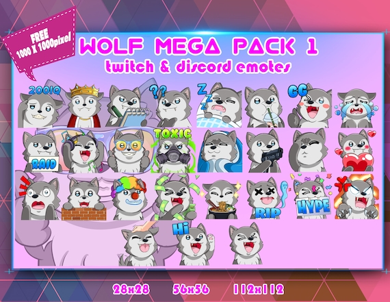 Mega Pack Wolf Chibi Twitch Emotes Pack Discord Emotes Pack - Etsy Canada