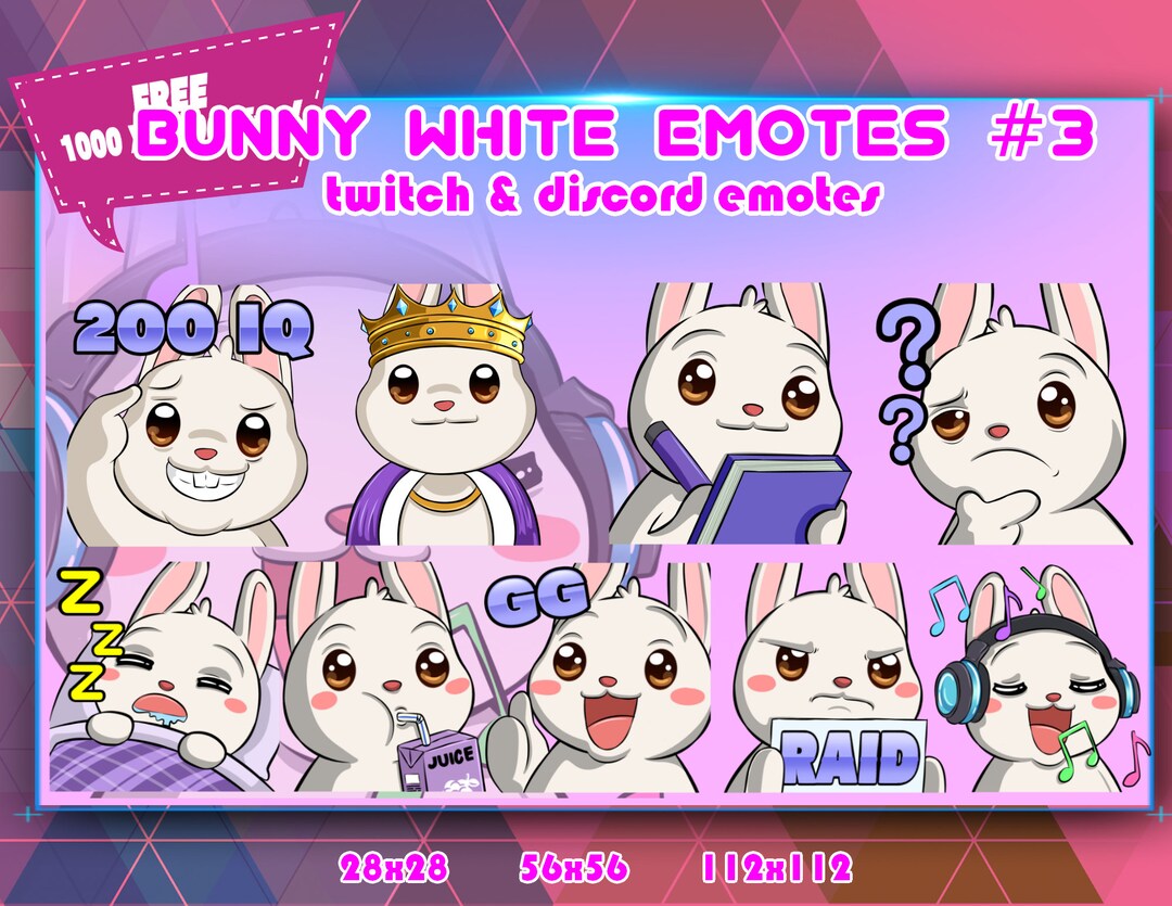Bunny Chibi 3, Twitch Emotes Pack, Discord Emotes Pack, Emotes for ...