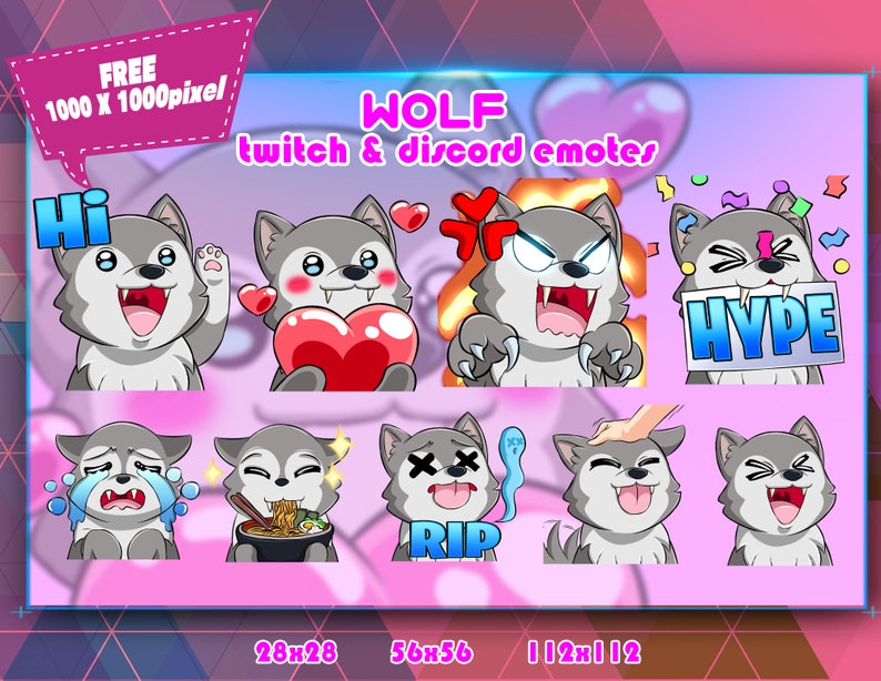 Wolf Chibi Emotes Pack: Twitch & Discord Streamer Emotes (digital ...