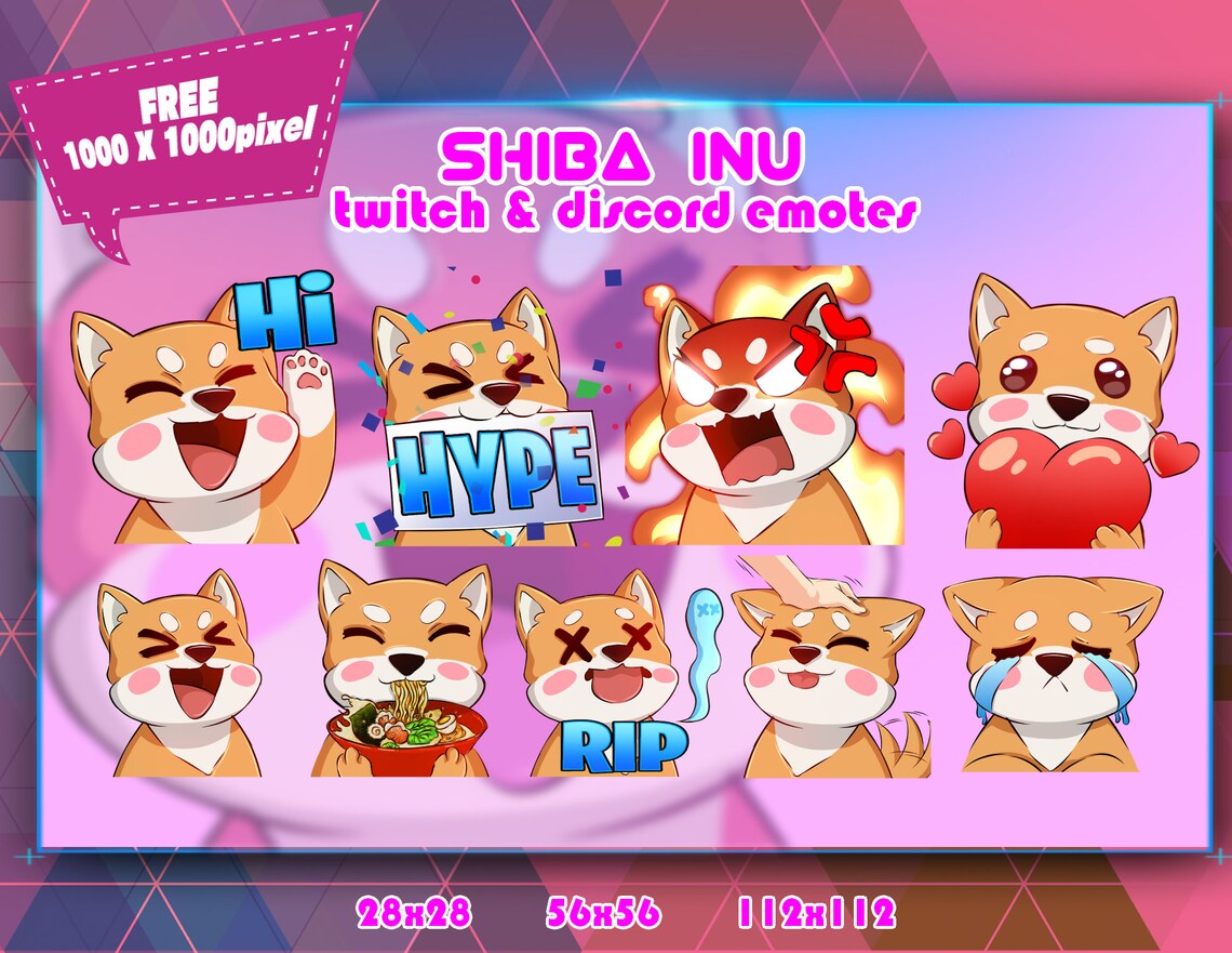 Shiba Inu Chibi Twitch Emotes Pack Discord Emotes Pack | Etsy