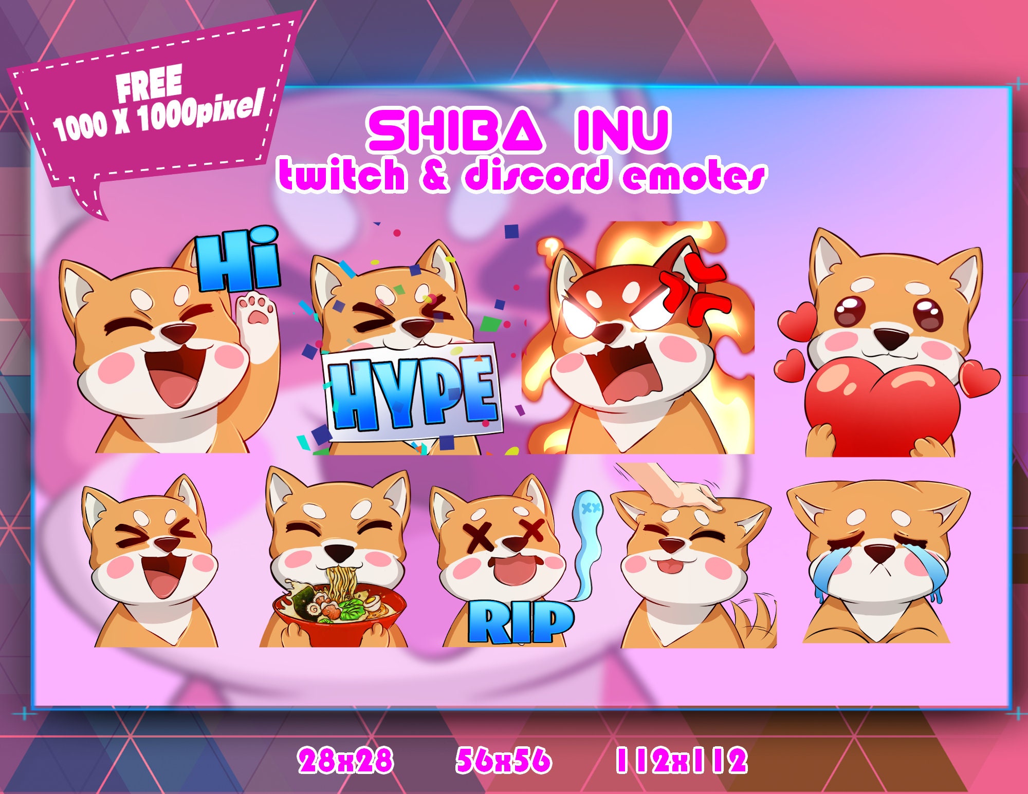 Shiba Inu Chibi Twitch Emotes Pack Discord Emotes Pack | Etsy