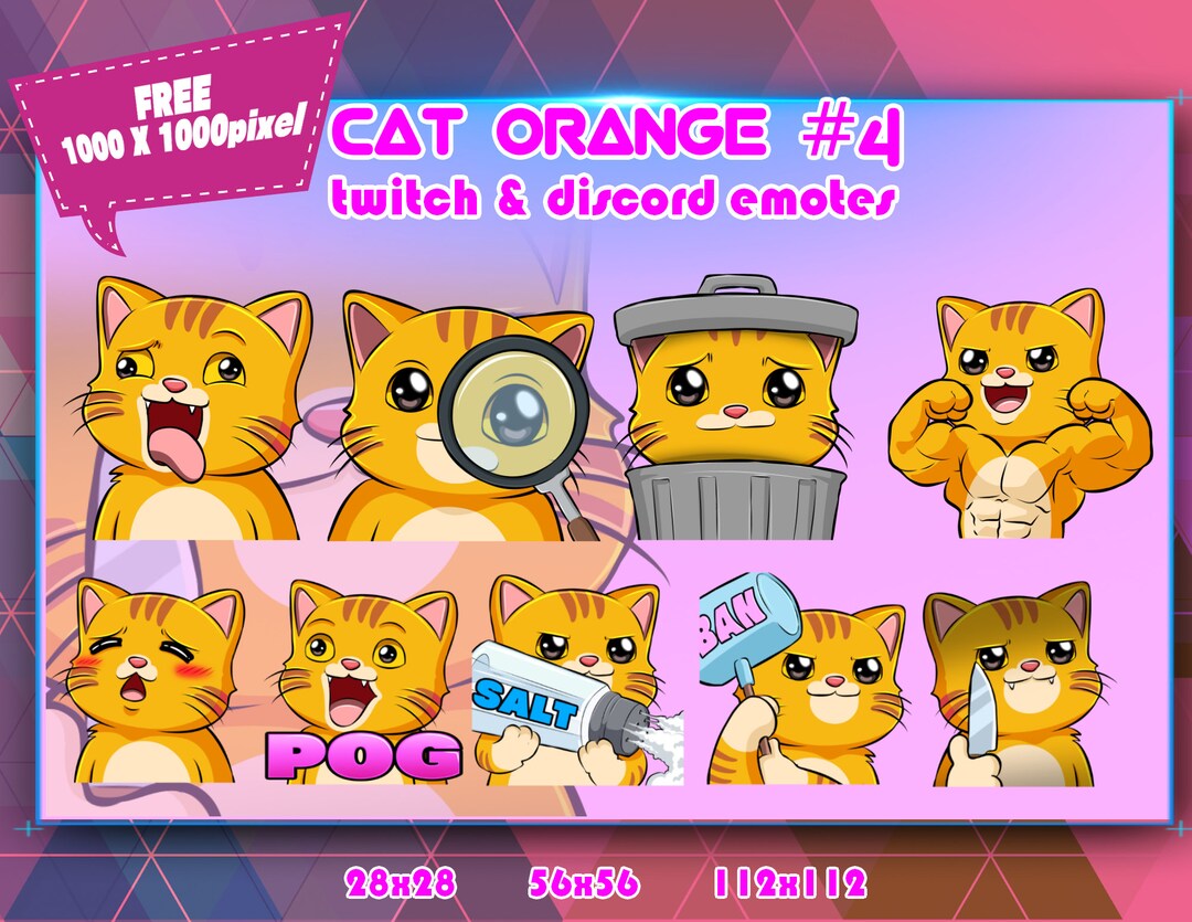 Orange Cat 4 Chibi, Twitch Emotes Pack, Discord Emotes Pack, Emotes for ...