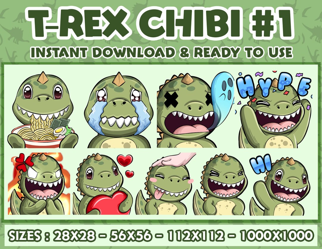 T-Rex Chibi Emotes Pack: Dinosaurier Twitch/Discord Emotes (PNG ...
