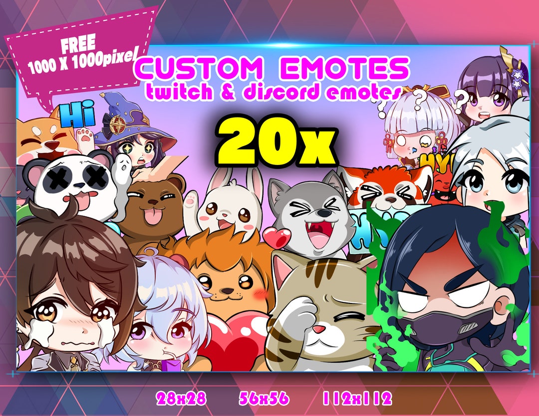 20x Custom Chibi Emotes: Twitch, Discord Streamer Pack (digital ...