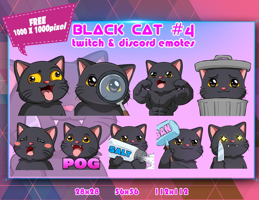 Black Cat 4 Chibi, Twitch Emotes Pack, Discord Emotes Pack, Emotes for ...