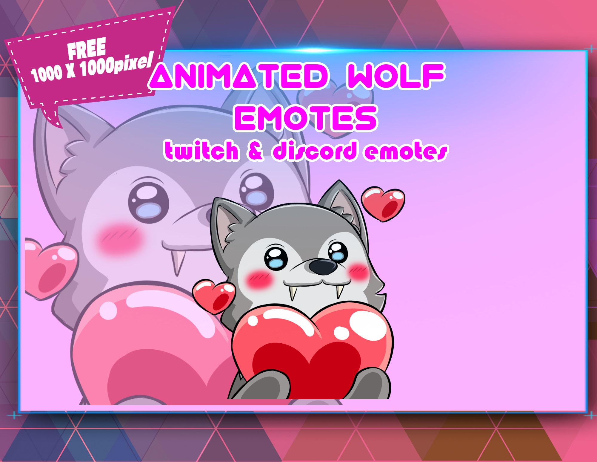 Animated Wolf Chibi Heart Twitch Emotes Pack Discord Emotes - Etsy ...