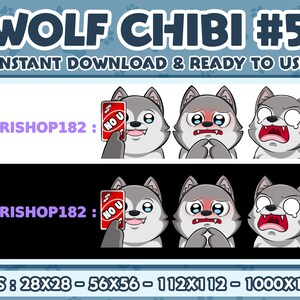 Wolf Chibi 5, Twitch Emotes Pack, Discord Emotes Pack, Emotes for ...