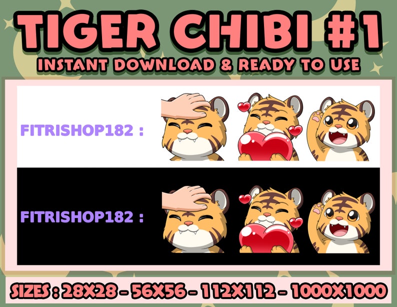 Tiger Chibi, Twitch Emotes Pack, Discord Emotes Pack, Emotes für ...