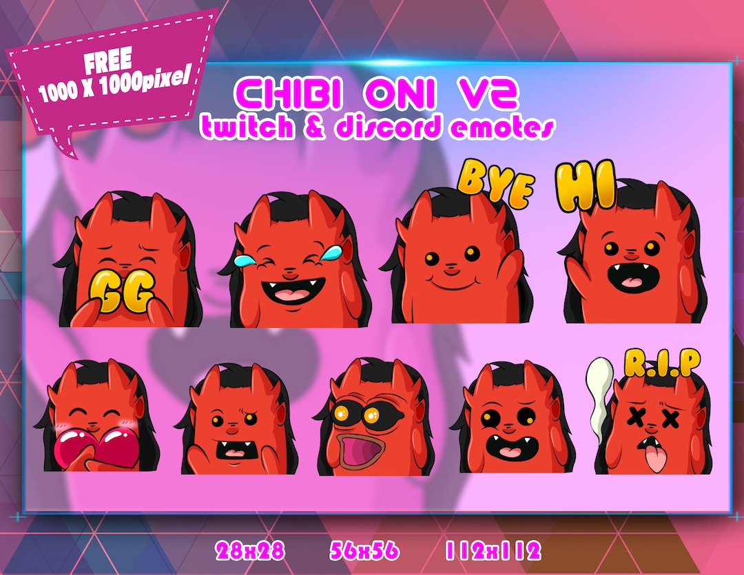 Chibi Oni 2, Twitch Emotes Pack, Discord Emotes Pack, Emotes for ...