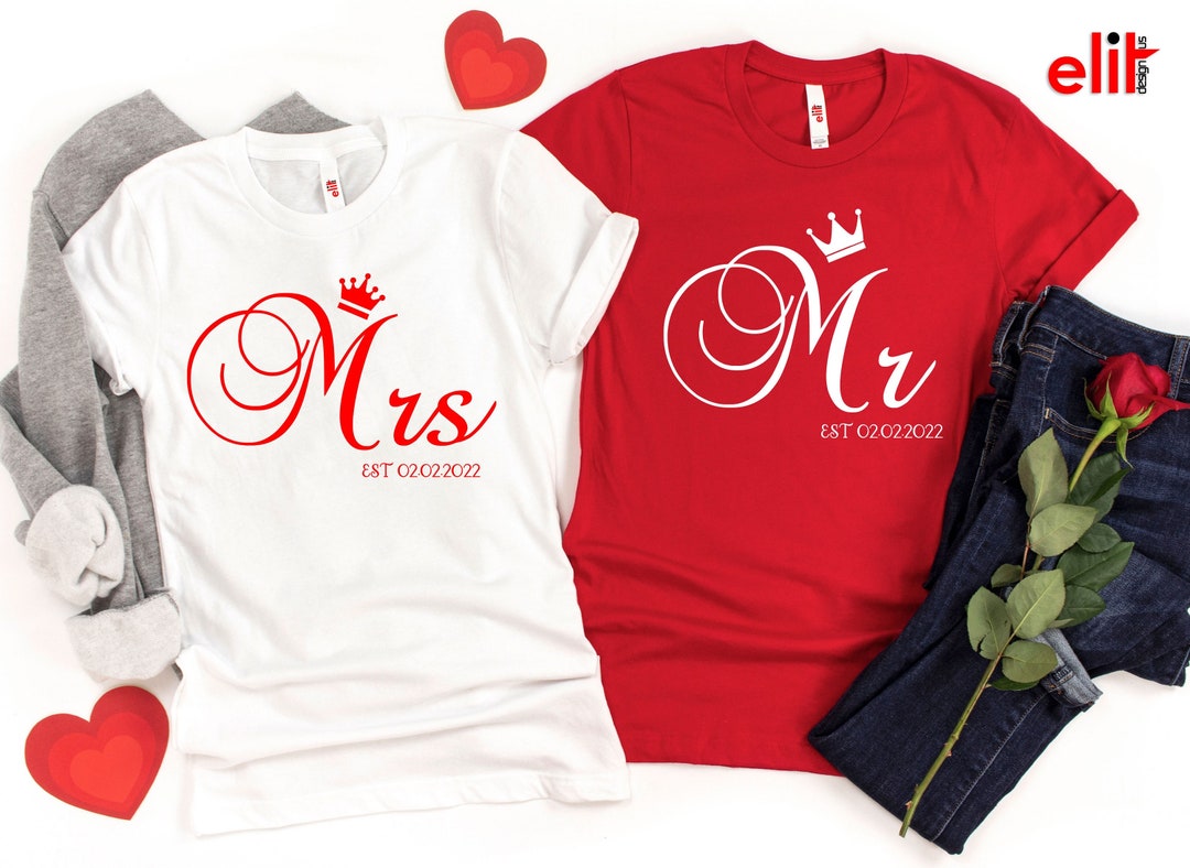 Mr and Mrs Crown Couples Shirt, Wifey and Hubby Shirt, Honeymoon T ...