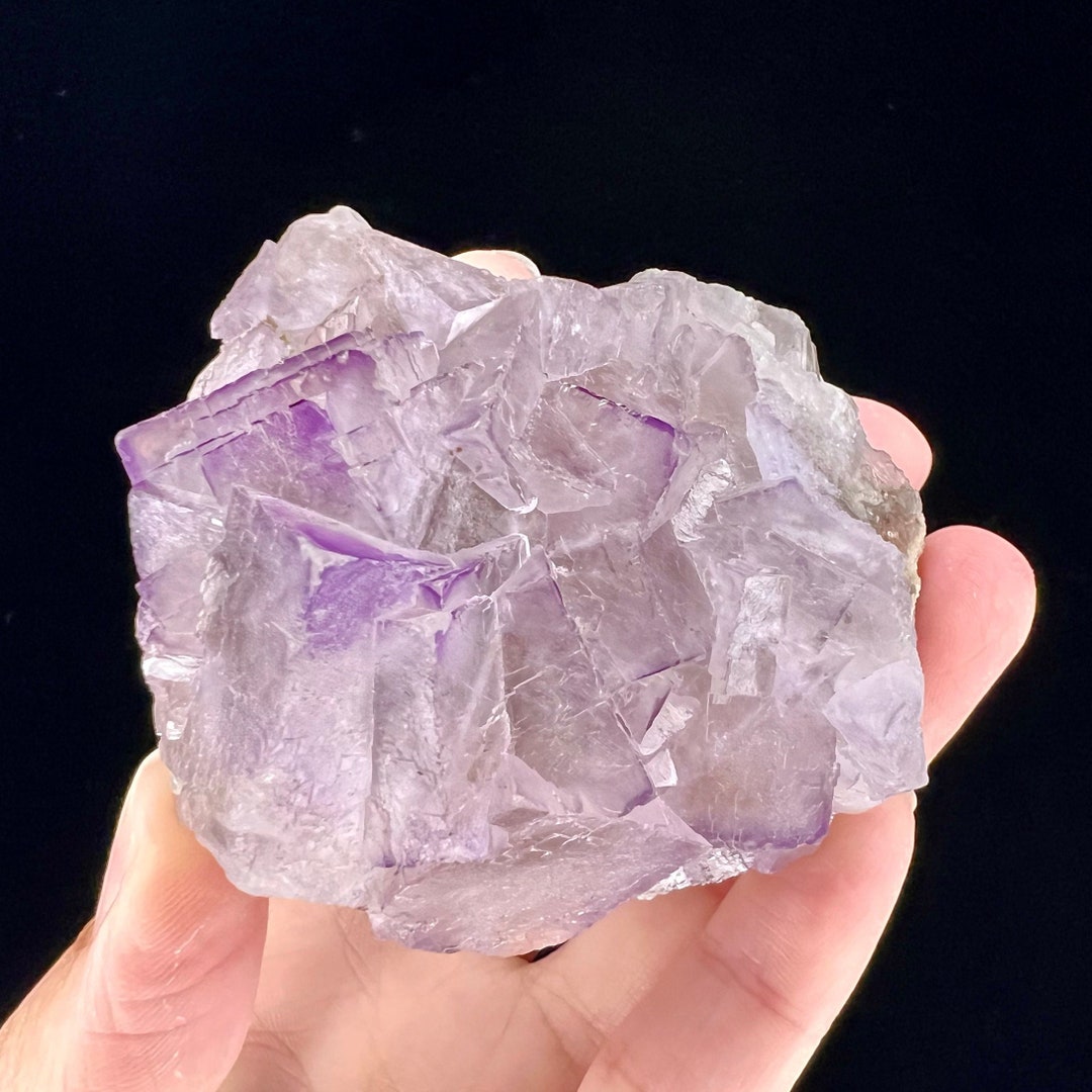 Transparent Purple Gray QR Code Fluorite Crystal From Pakistan Stepped ...