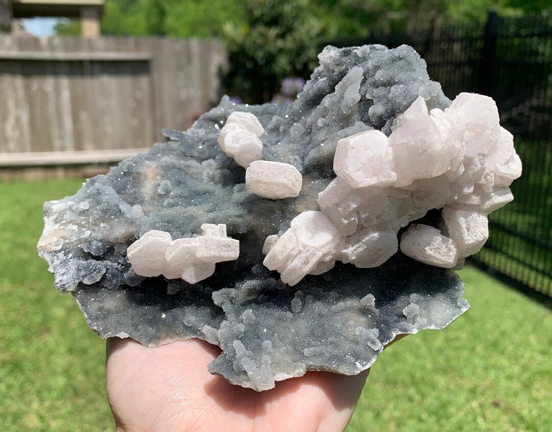 Large Fluorescent Calcite on Chalcedony 2lb Sandwich Calcite Crystal ...