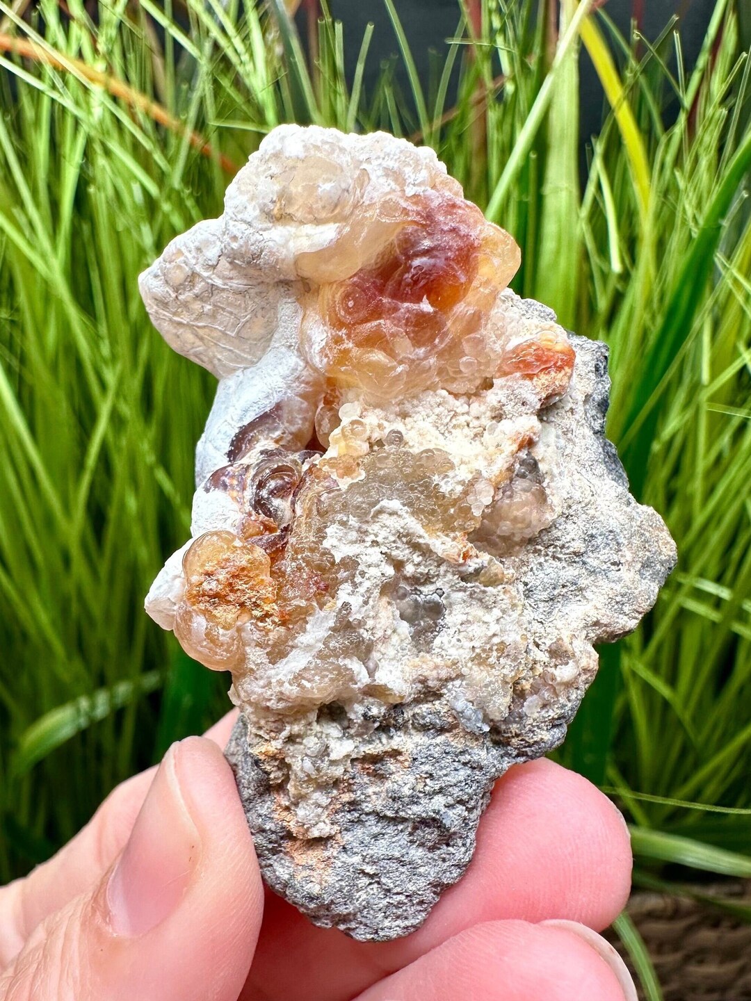 Fluorescent Fire Agate on Matrix Arizona Agate Botryoidal Agate White ...