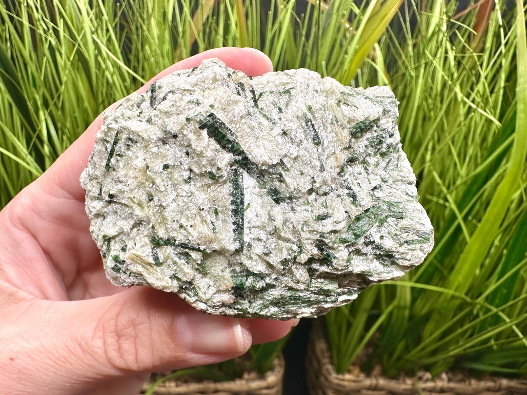 Green Actinolite Crystals in Mica From Bulgaria Green Hornblende Green ...