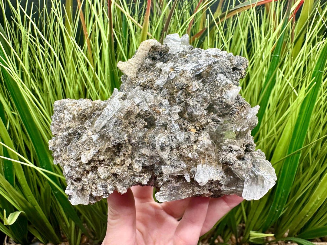 Clear Selenite Crystal Cluster in Matrix, Mexico Gypsum - Etsy