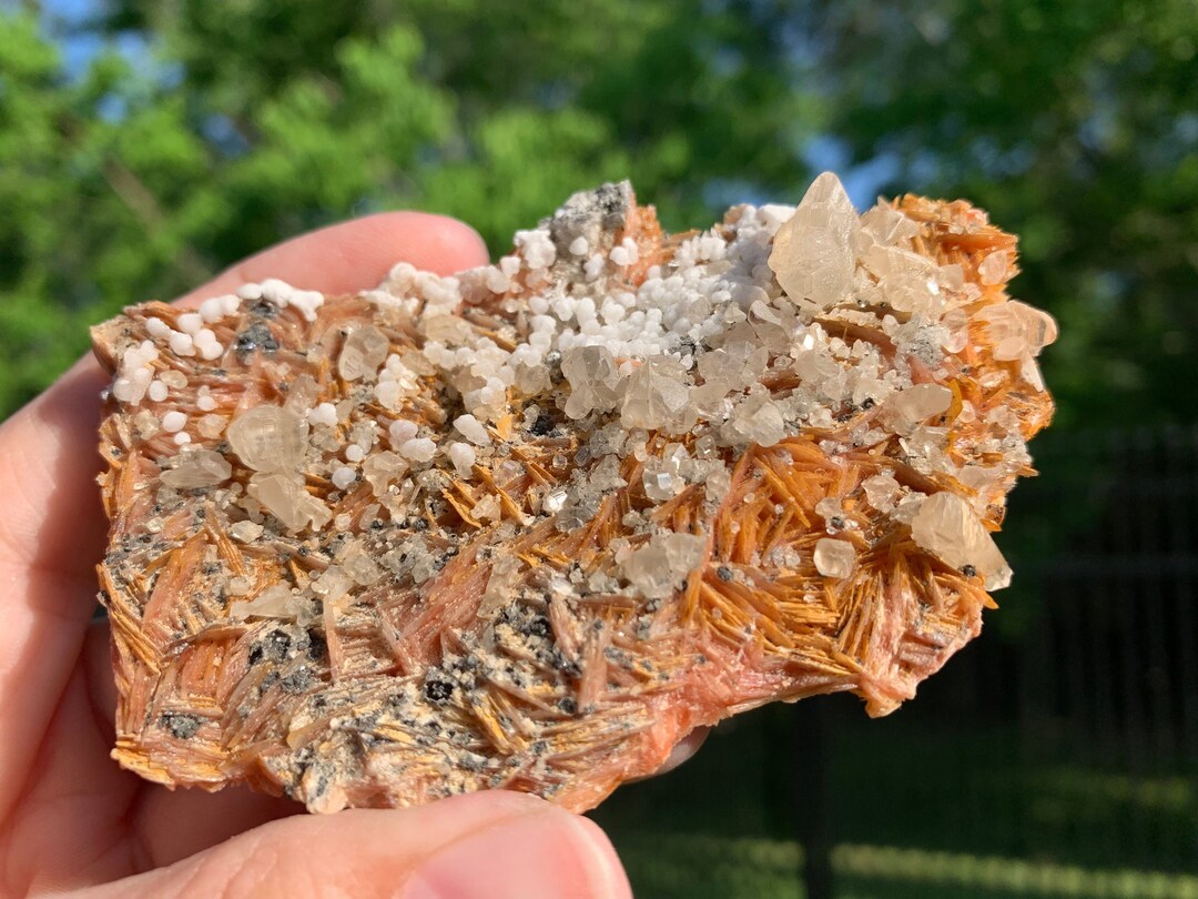 Fluorescent Orange Barite With Cerussite and Galena Crystals From ...