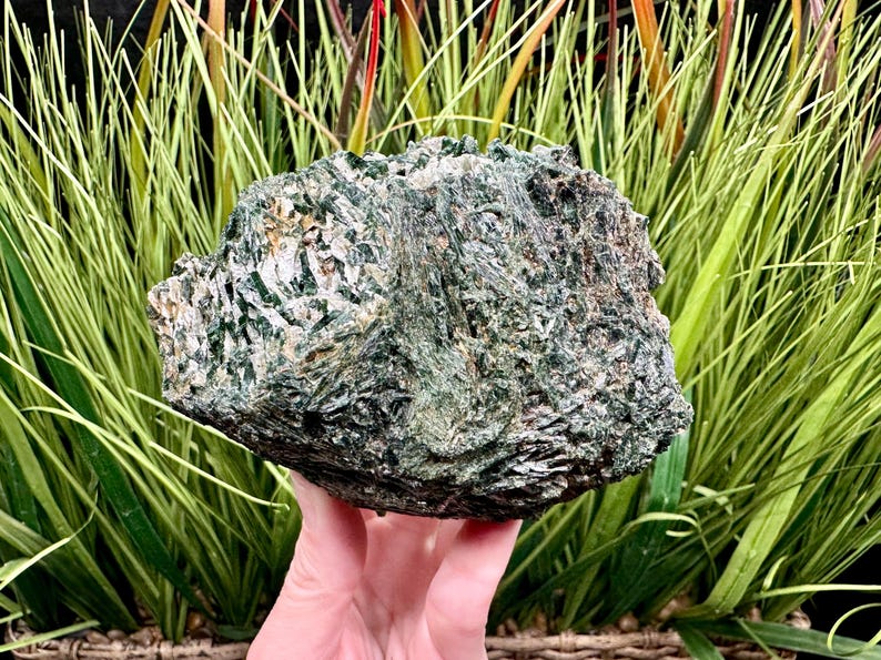Large Green Actinolite Crystal Specimen in Schist From Bulgaria - Etsy
