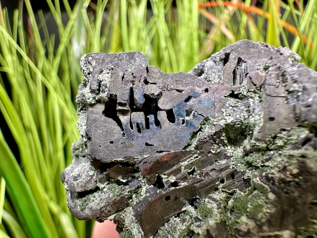 Skeletal Galena Crystal on Green Matrix, Bulgaria - Etsy