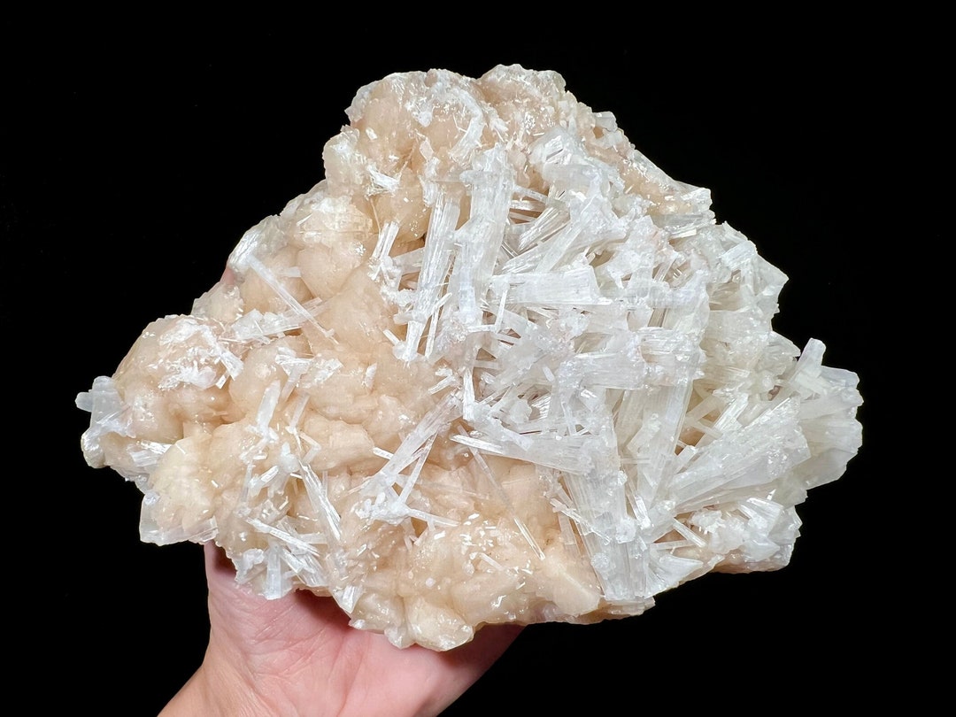Scolecite Crystals on Pink Stilbite >2lb India Zeolite Mineral Zeolite ...
